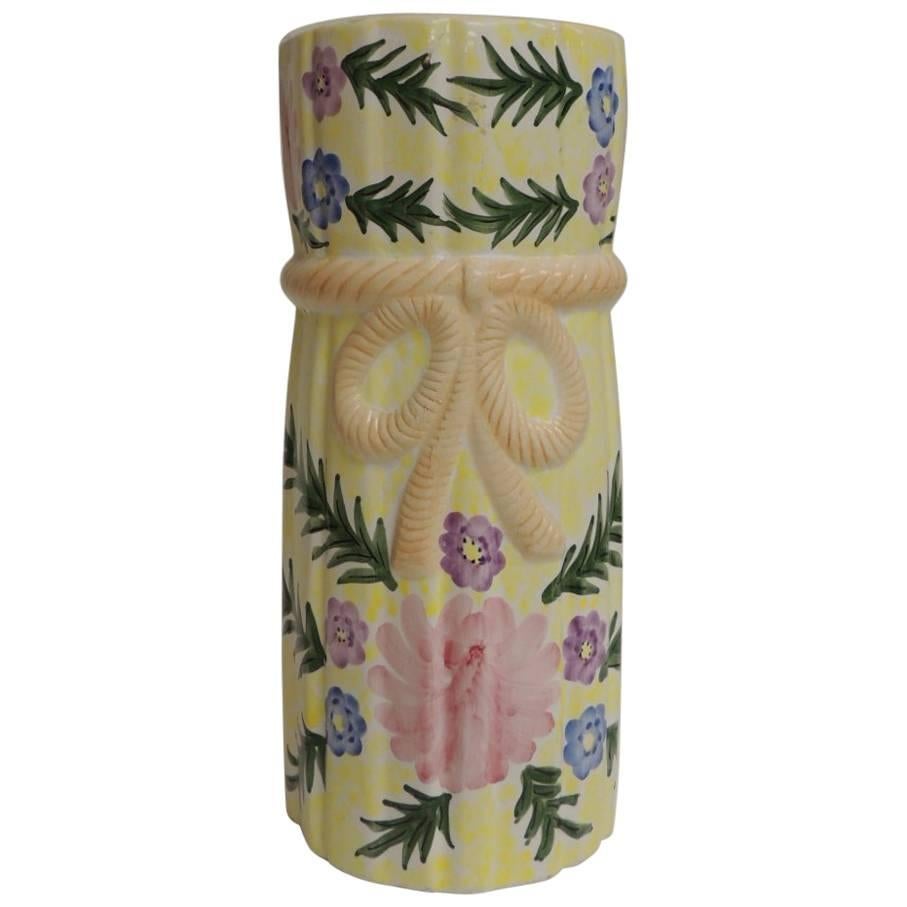 Hand-Painted Round Floral Palm Beach Ceramic Umbrella Stand For Sale at ...