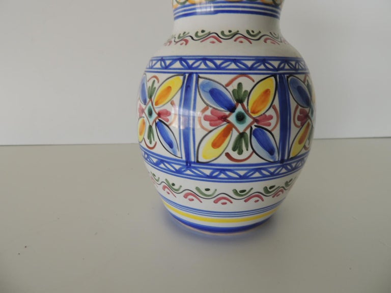 Hand Painted Round Spanish Ceramic Decorative Vase For Sale at 1stDibs