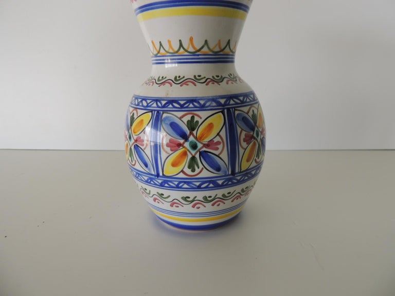 Hand Painted Round Spanish Ceramic Decorative Vase For Sale at 1stDibs