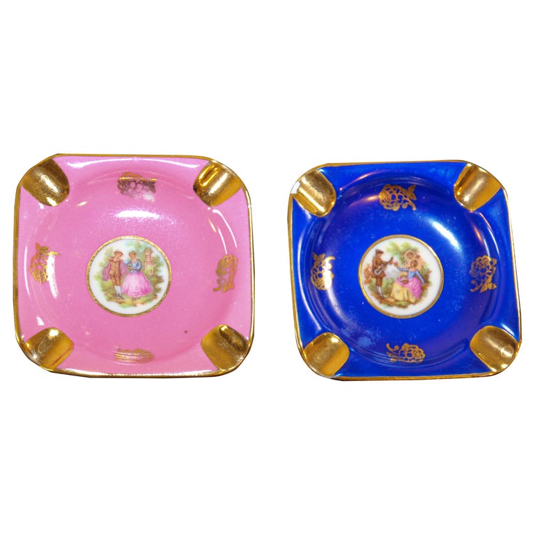 Hand-Painted Square Porcelain Ashtrays Bavaria, Germany at 1stDibs ...