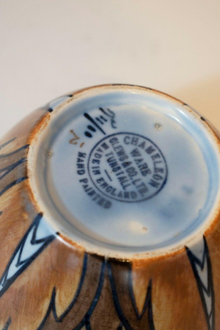 Chameleon Ware, Hand Painted Blue Vase, Made in England For Sale at 1stDibs