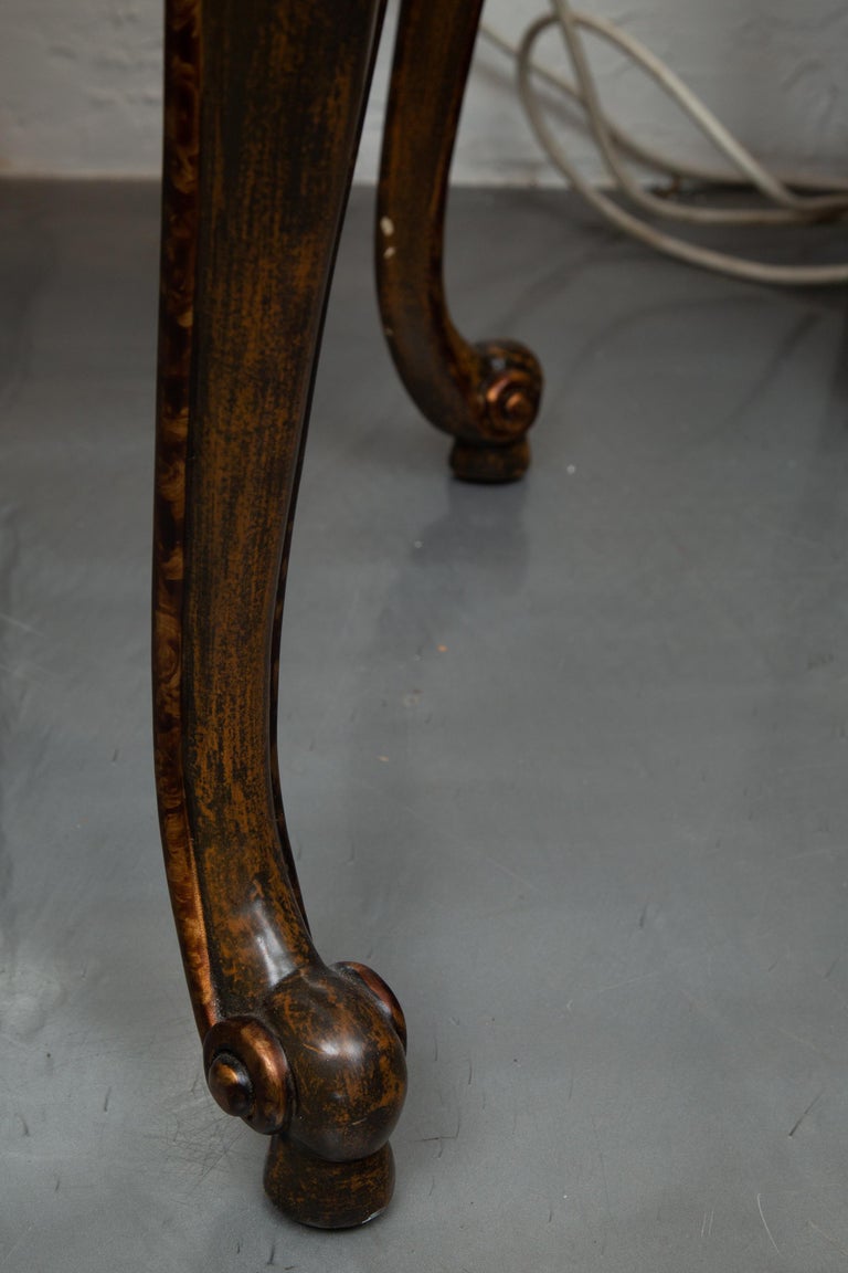 Hand Painted Tea Table with Faux Grain Marble Top For Sale at 1stDibs