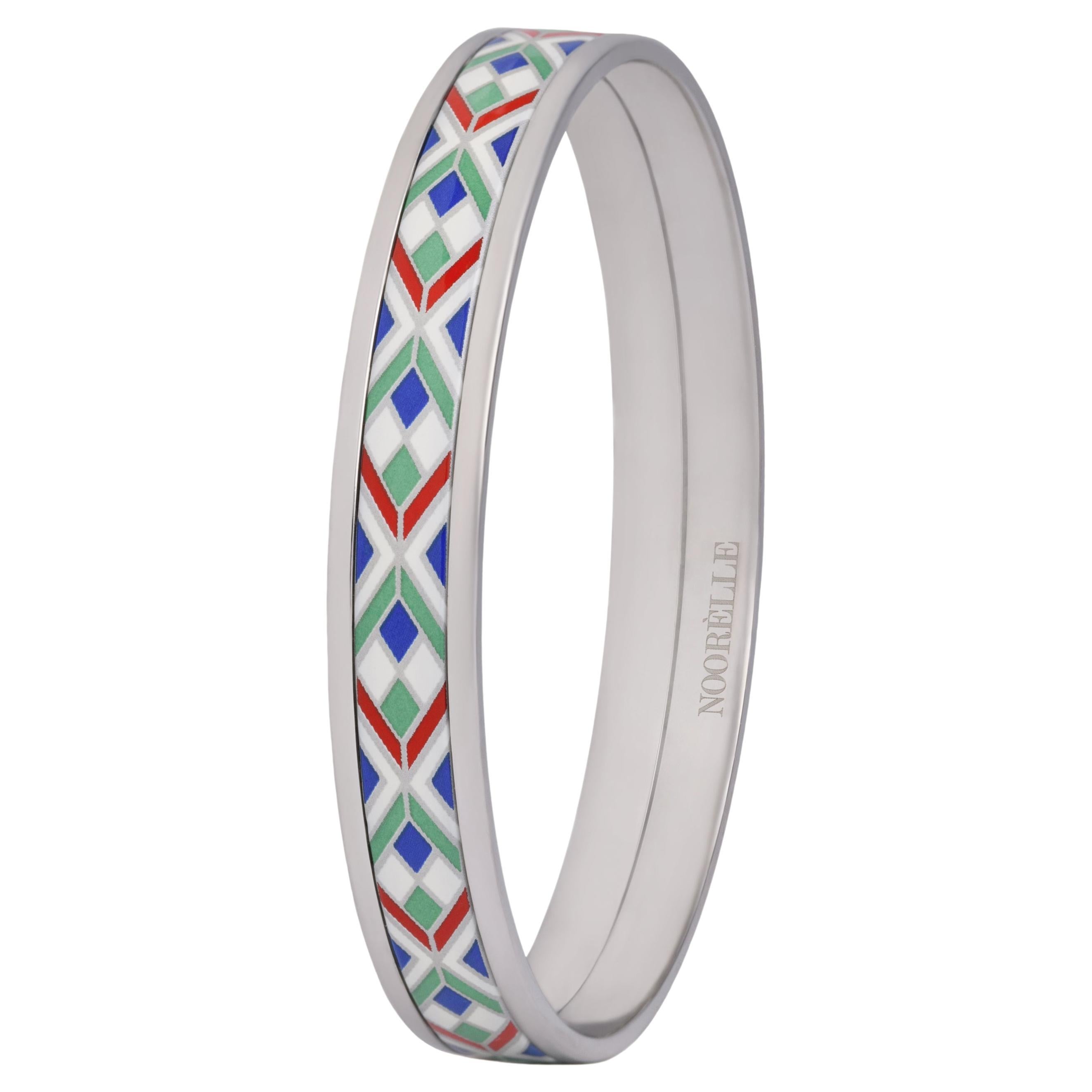 Red Blue Hand Painted Gold Plated Stainless Steel Bangle with Fire ...