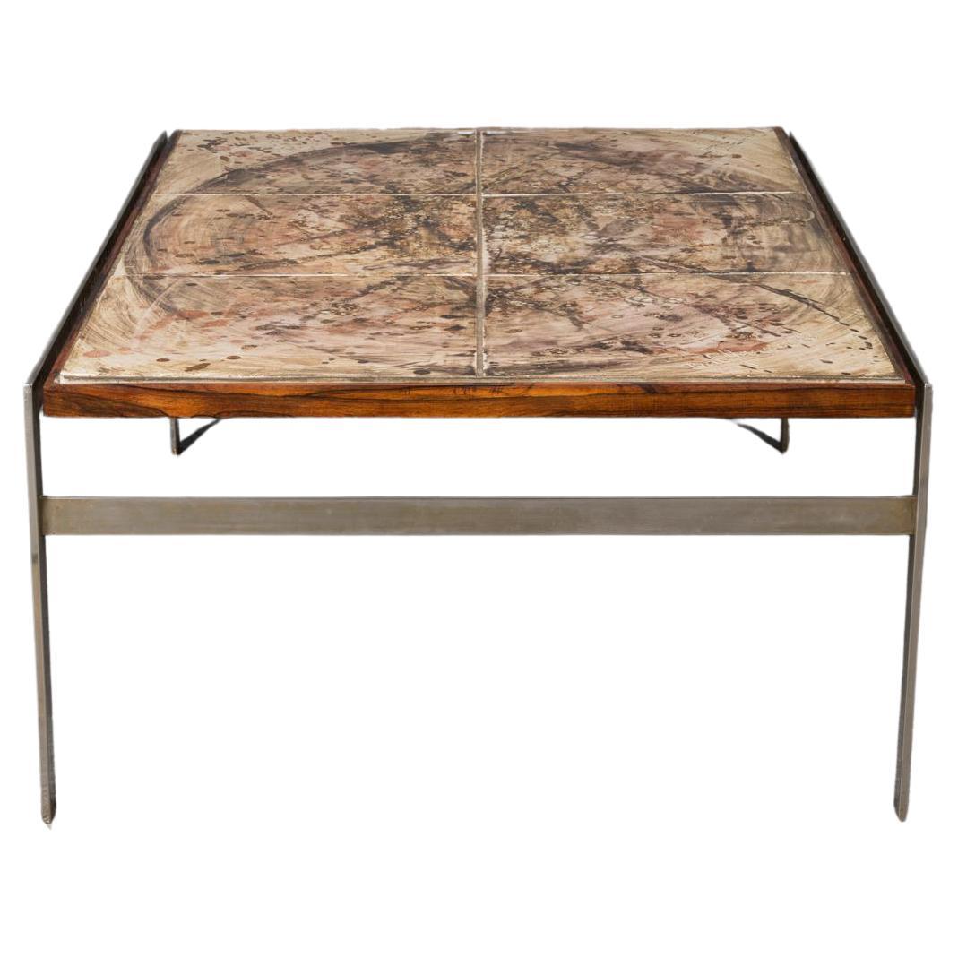 Vintage Modern Hand-Painted Tile Top Coffee Table at 1stDibs | vintage ...
