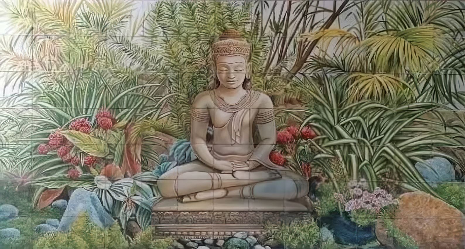 Lighthouse Tile Mural in Pure Clay and Fine Ceramic For Sale at 1stDibs