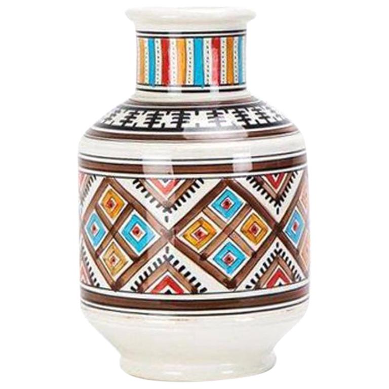 Hand Painted Tribal Ceramic Vase For Sale at 1stDibs