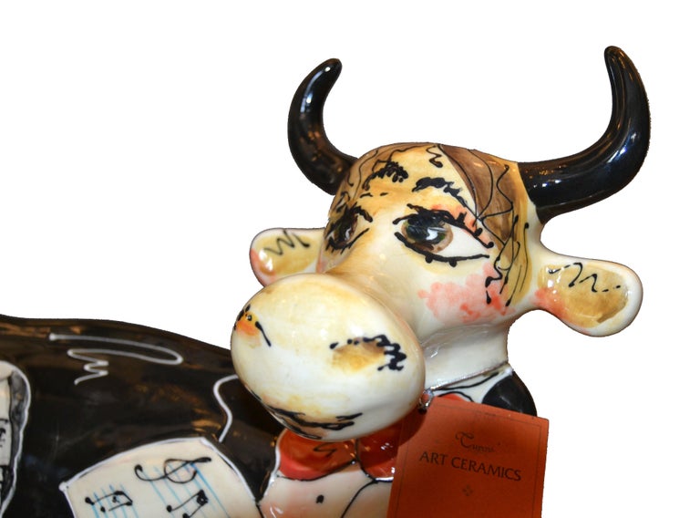 Hand Painted Turov Art Ceramic Cow Figurine, Decorative Collectibles ...
