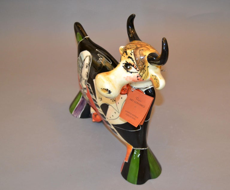 Hand Painted Turov Art Ceramic Cow Figurine, Decorative Collectibles ...