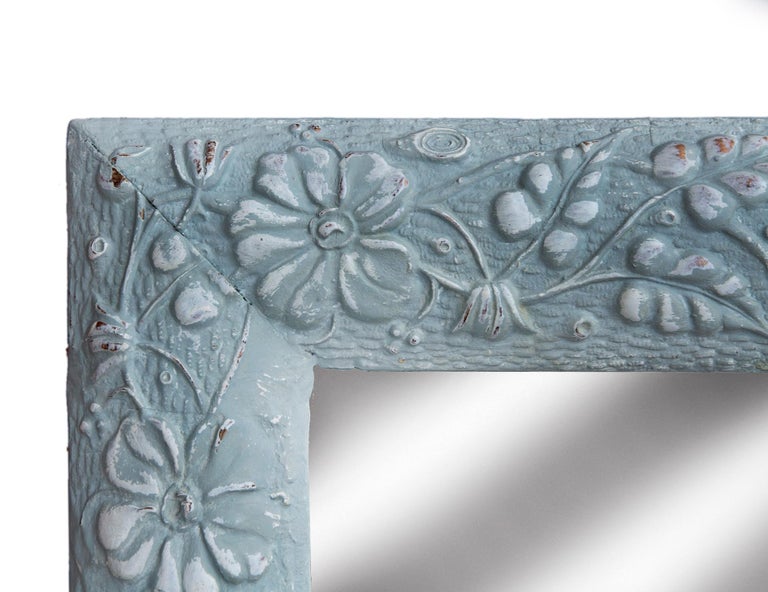 Hand-Painted Victorian Floral Relief Accent Mirror For Sale at 1stDibs