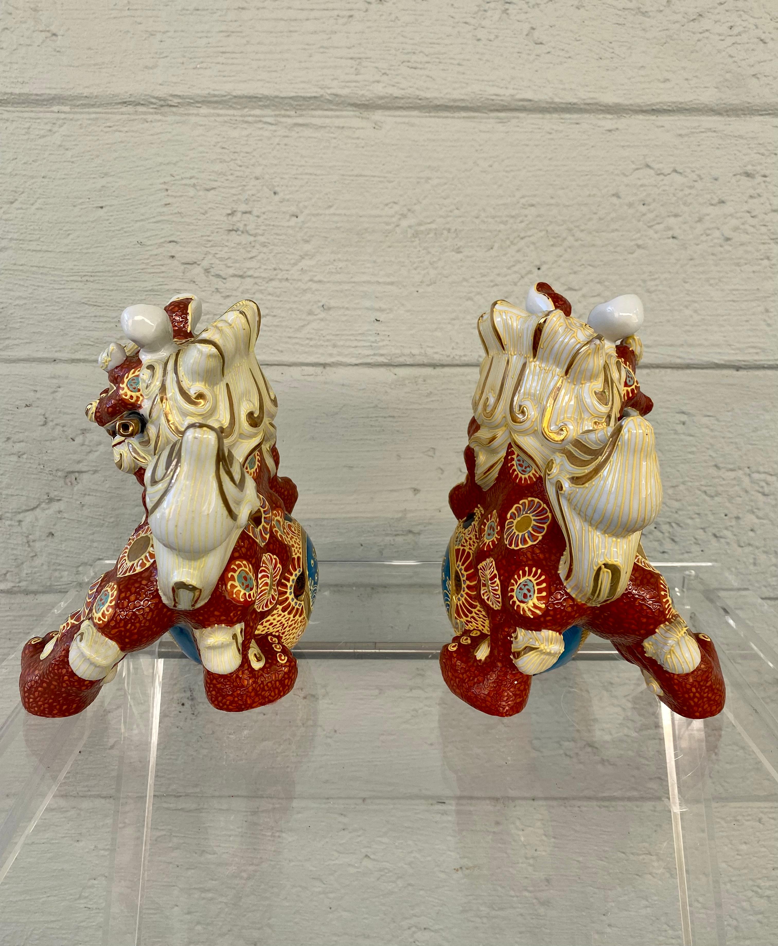 Hand Painted Vintage Porcelain Foo Dogs For Sale at 1stDibs | hands foo ...