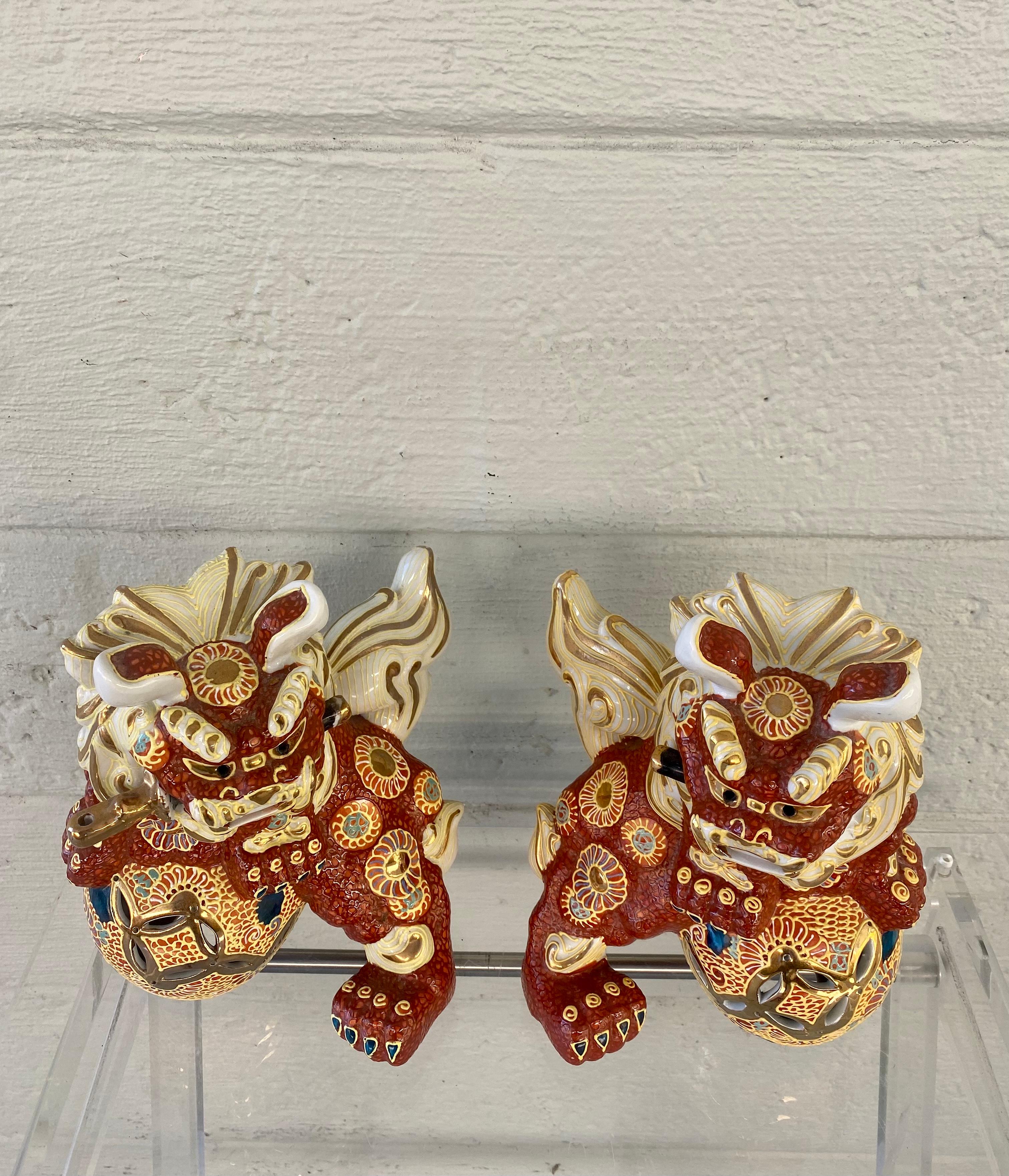 Hand Painted Vintage Porcelain Foo Dogs For Sale at 1stDibs | hands foo ...