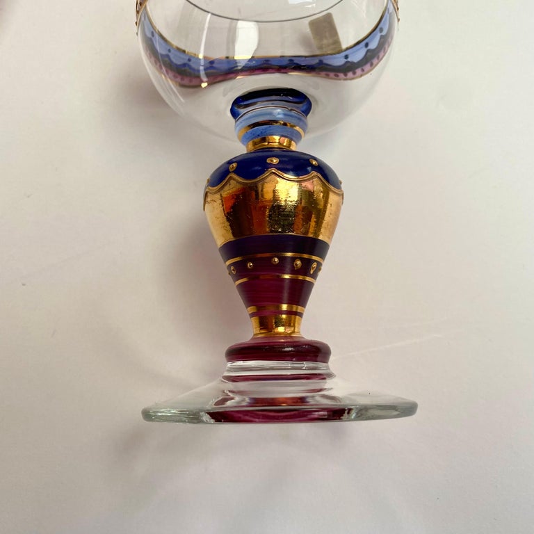 Hand Painted Wine Glasses by Nagel, Germany, 1980 Vintage Glasses, Set ...