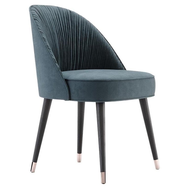 Hand Pleated Velvet Dining Chair For Sale at 1stDibs