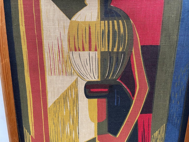Hand Printed Swedish Mid-Century Textile Art by Ilse Roempke, 1950´s ...
