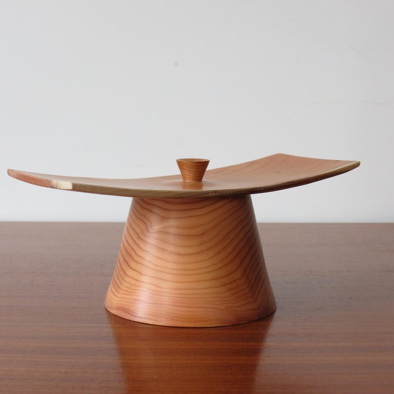 Hand Produced Yew Wood Turned Lidded Pot Japanese Style at 1stDibs