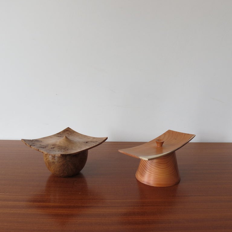 Hand Produced Yew Wood Turned Lidded Pot Japanese Style at 1stDibs