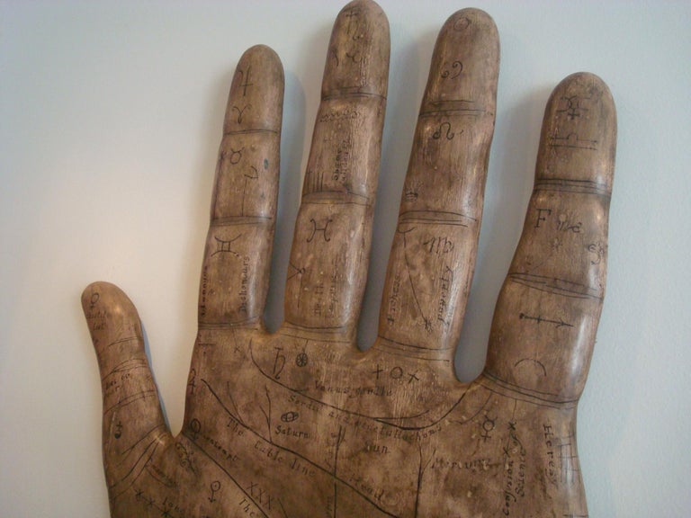Hand Reading / Palmistry Folk Art Wooden Sign, 1900s at 1stDibs