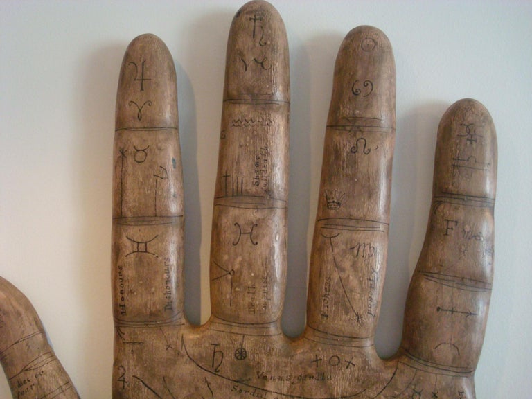 Hand Reading / Palmistry Folk Art Wooden Sign, 1900s at 1stDibs
