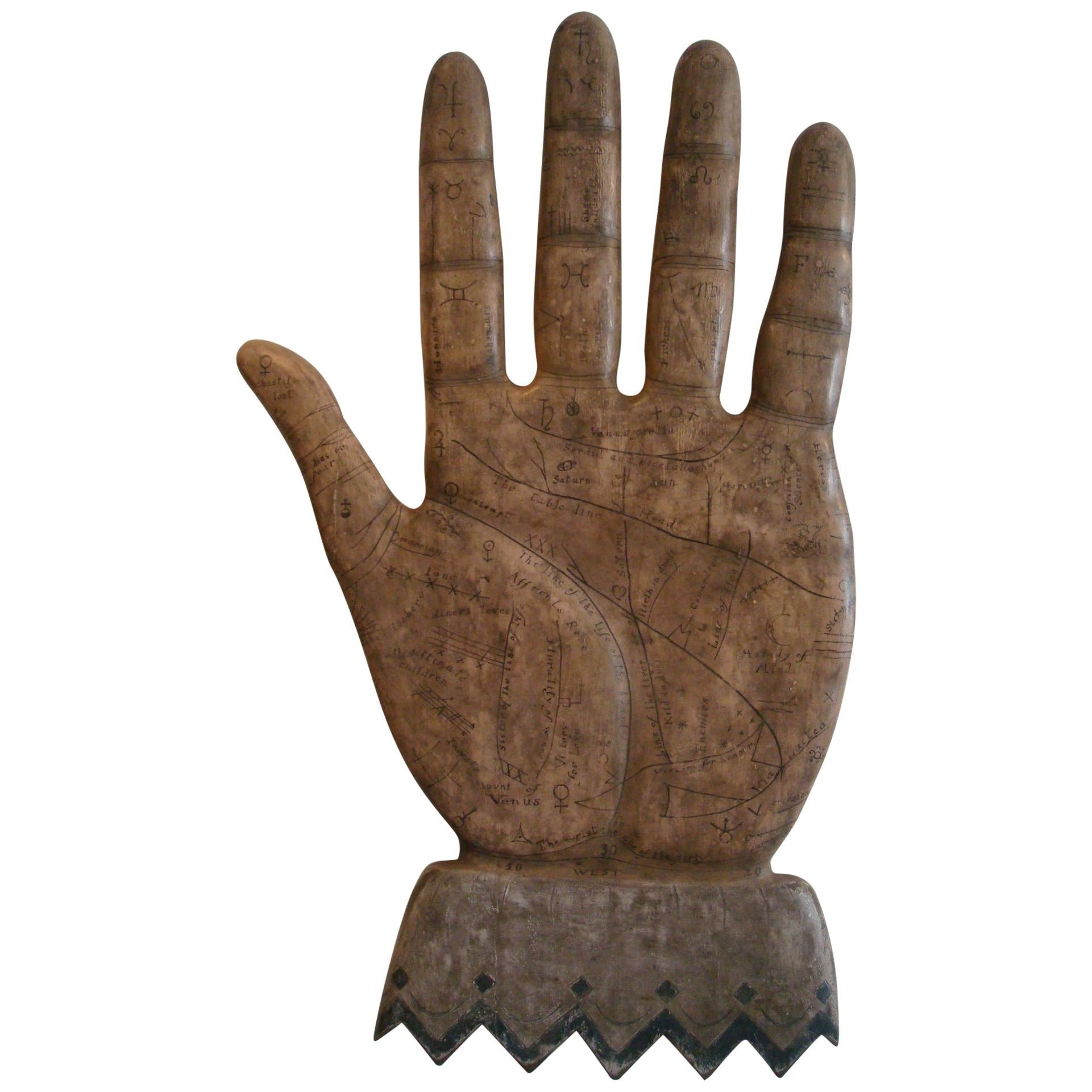 Hand Reading / Palmistry Folk Art Wooden Sign, 1900s at 1stDibs