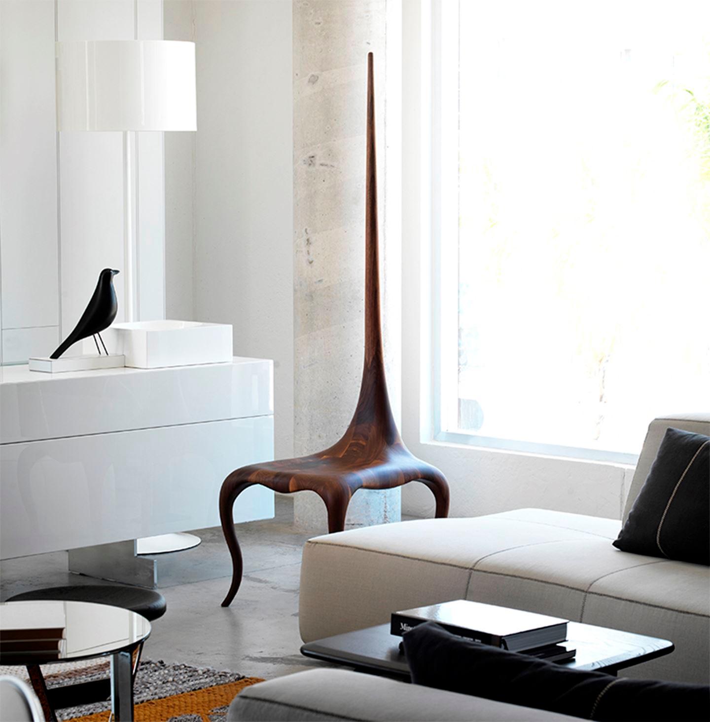 Hand-Sculpted American Walnut Chair For Sale at 1stDibs