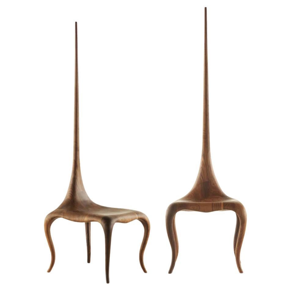 Hand-Sculpted American Walnut Chair For Sale at 1stDibs