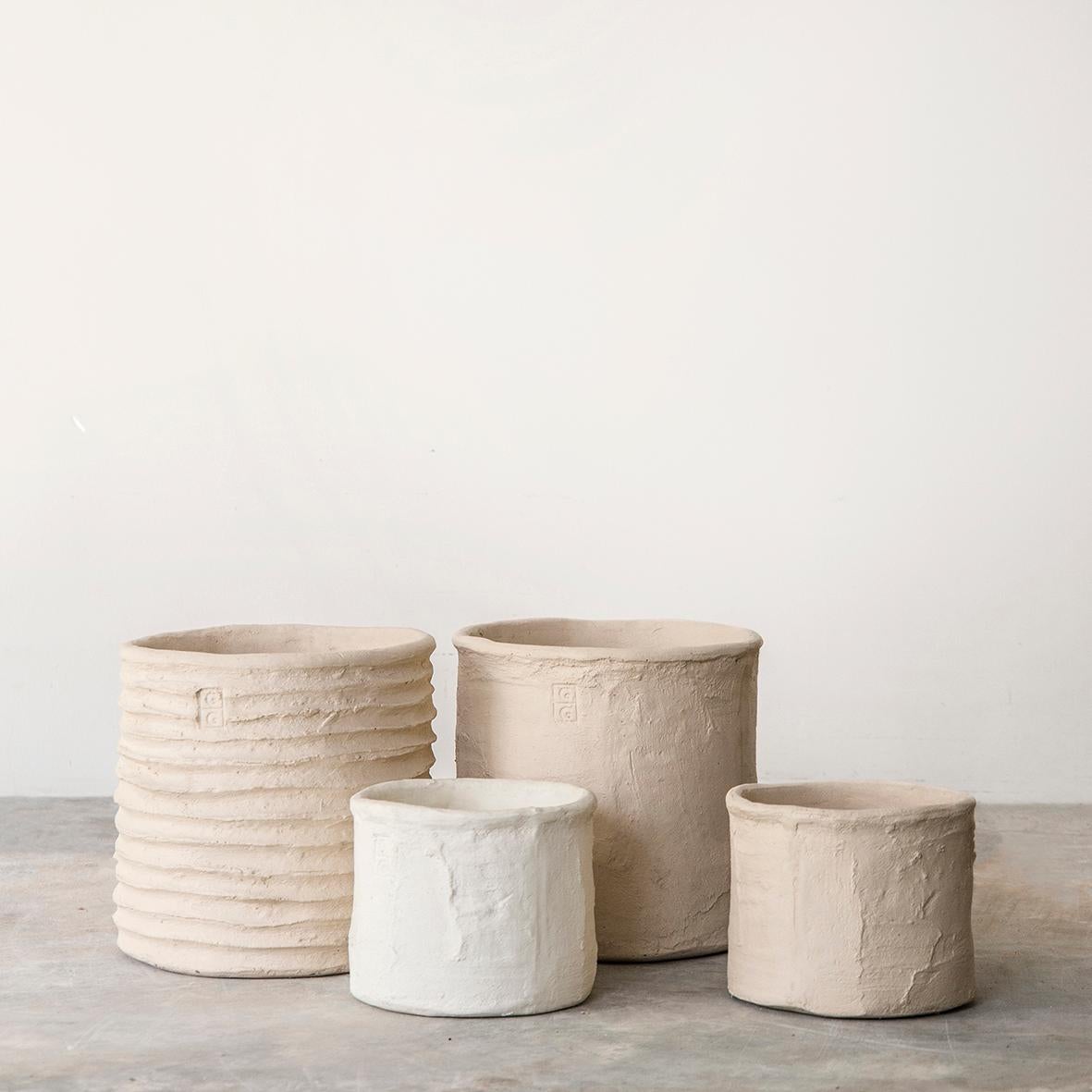Hand-Sculpted Concrete Planter For Sale at 1stDibs