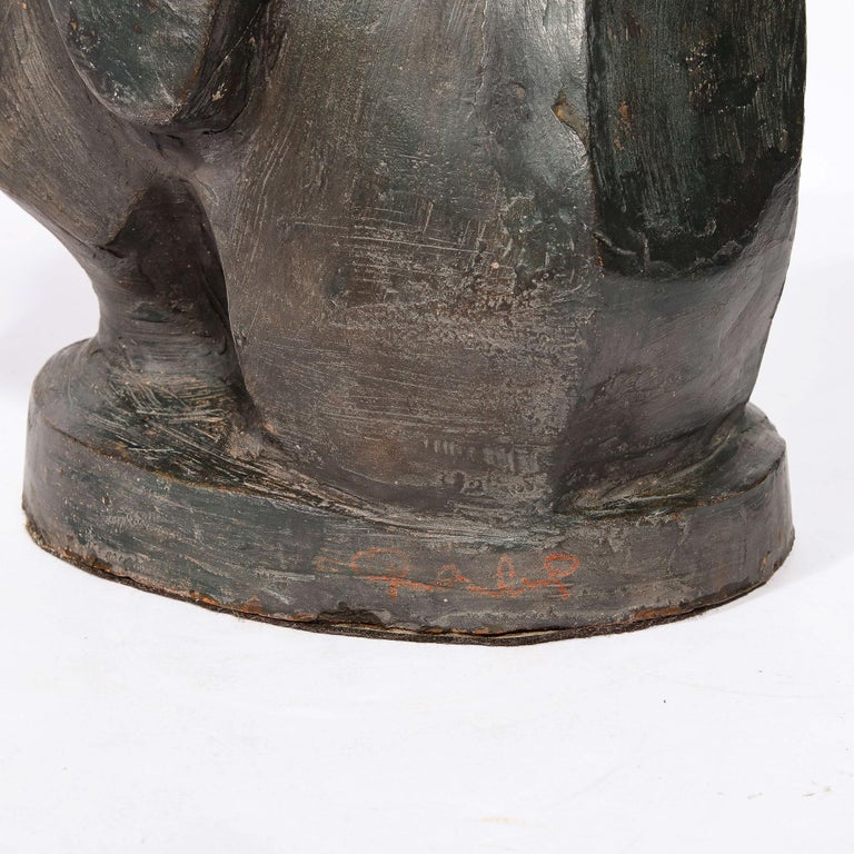 Hand-Sculpted French Cubist Abstract Sculpture in Terracotta Signed ...