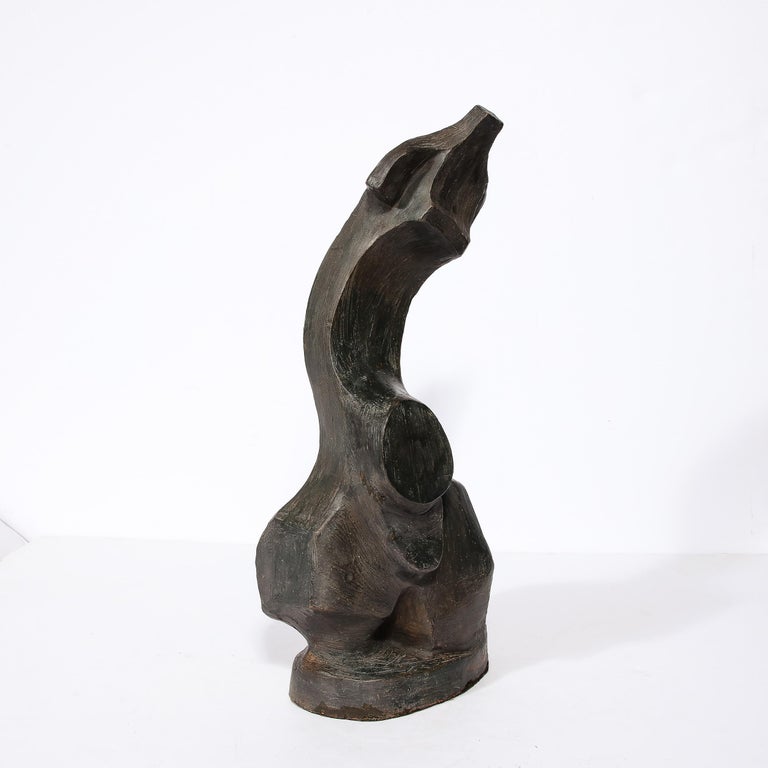 Hand-Sculpted French Cubist Abstract Sculpture in Terracotta Signed ...