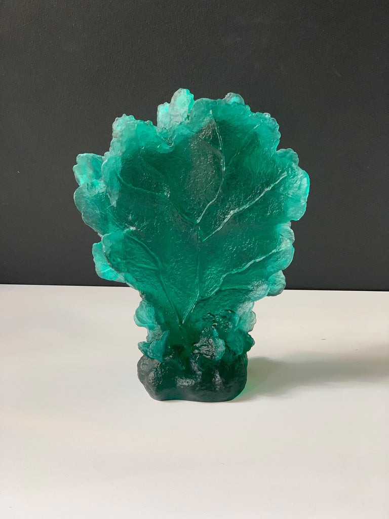 Hand-Sculpted Pate-de-verre Glass Coral in Emerald Green For Sale at ...
