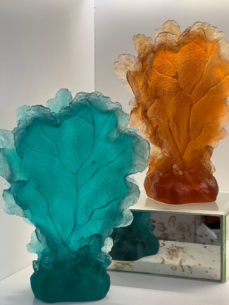 Hand-Sculpted Pate-de-verre Glass Coral in Emerald Green For Sale at ...