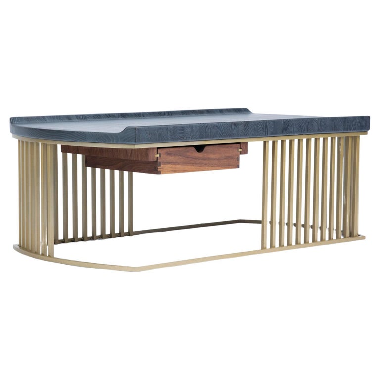 Hand Shaped Coffee Table with Steel Base and Drawer For Sale at 1stDibs