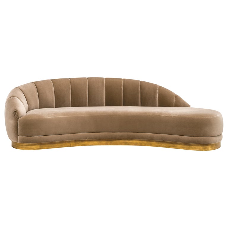 Hand-Tailored Retro Style Sofa, Channel Tufted Velvet For Sale at 1stDibs