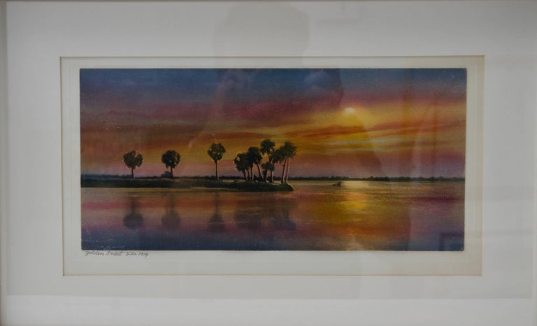 Hand Tinted Print "Golden Inlet" by Barnhill For Sale at 1stDibs