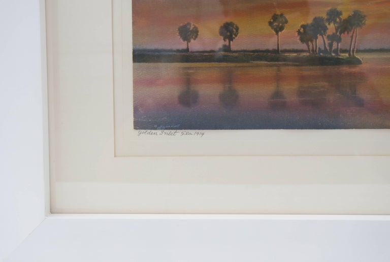Hand Tinted Print "Golden Inlet" by Barnhill For Sale at 1stDibs