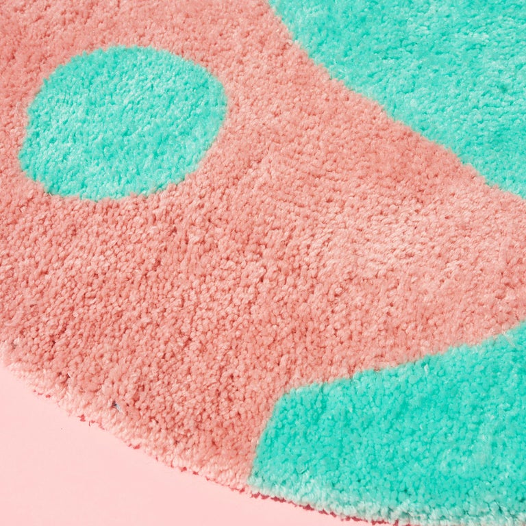 Hand Tufted Pink and Teal Modern Yin Yang Accent Rug For Sale at 1stDibs