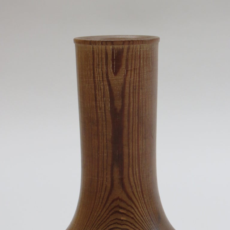 Hand Turned Vintage Pine Vase Sculpture For Sale at 1stDibs