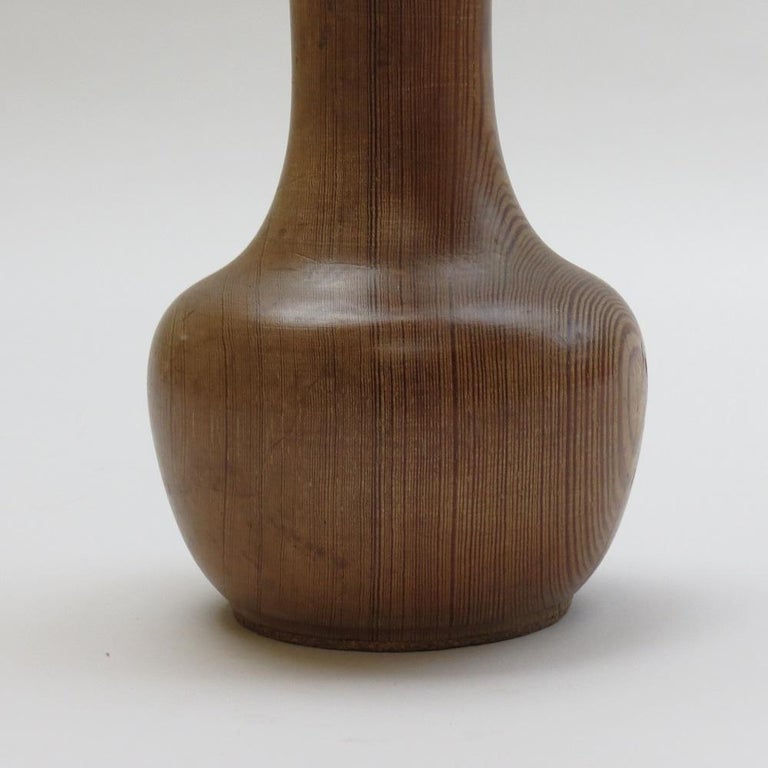 Hand Turned Vintage Pine Vase Sculpture For Sale at 1stDibs
