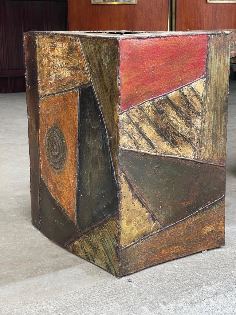 Hand-Welded Cubes Cocktail Table with Slate Top After Paul Evans For ...