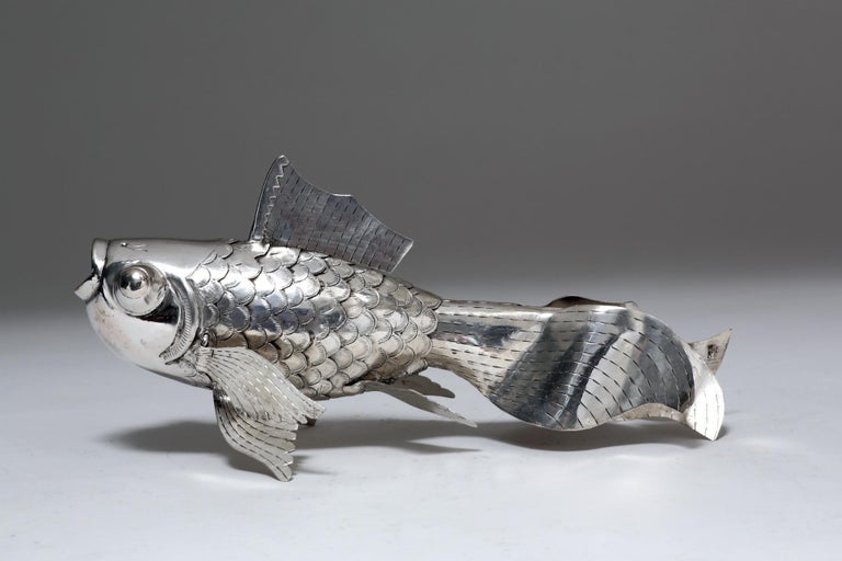 Hand-Worked Contemporary Solid Silver Goldfish For Sale at 1stDibs