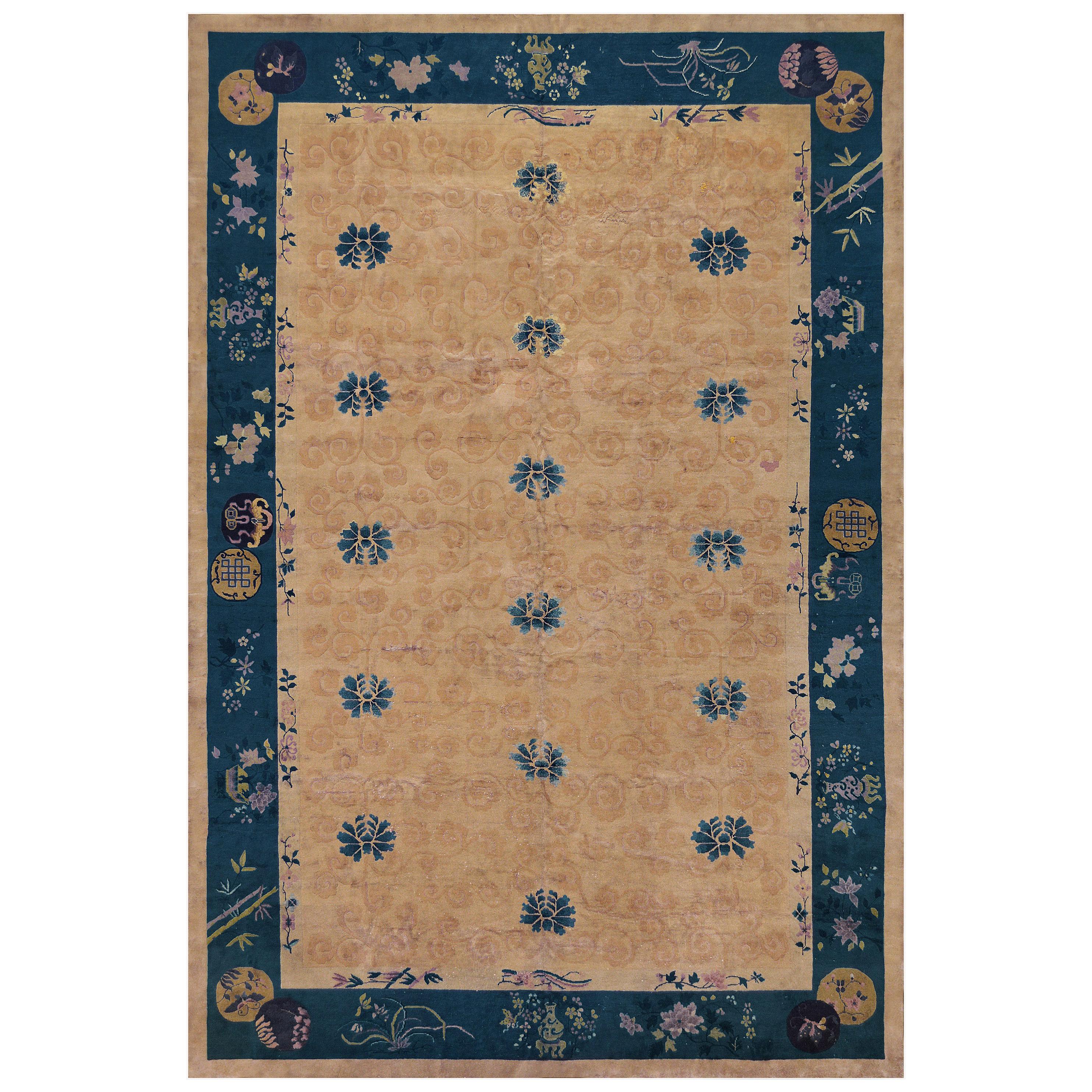 Handwoven Early 20th Century Wool Chinese Rug For Sale at 1stDibs
