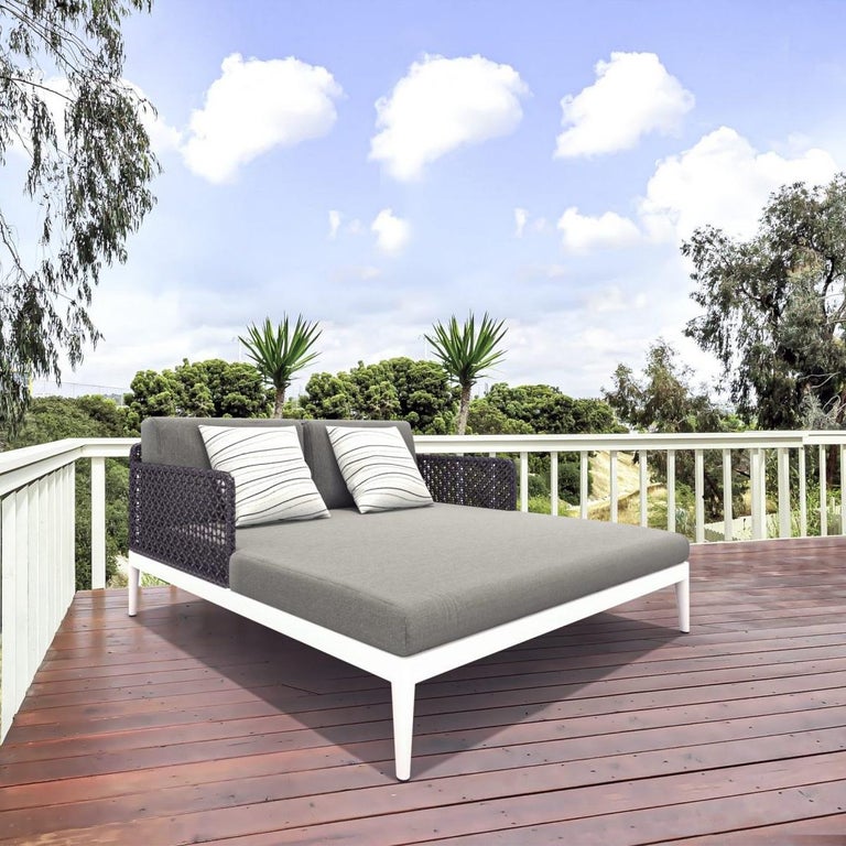 Hand-Woven Outdoor Daybed in White Powder Coated Aluminum Frame For ...