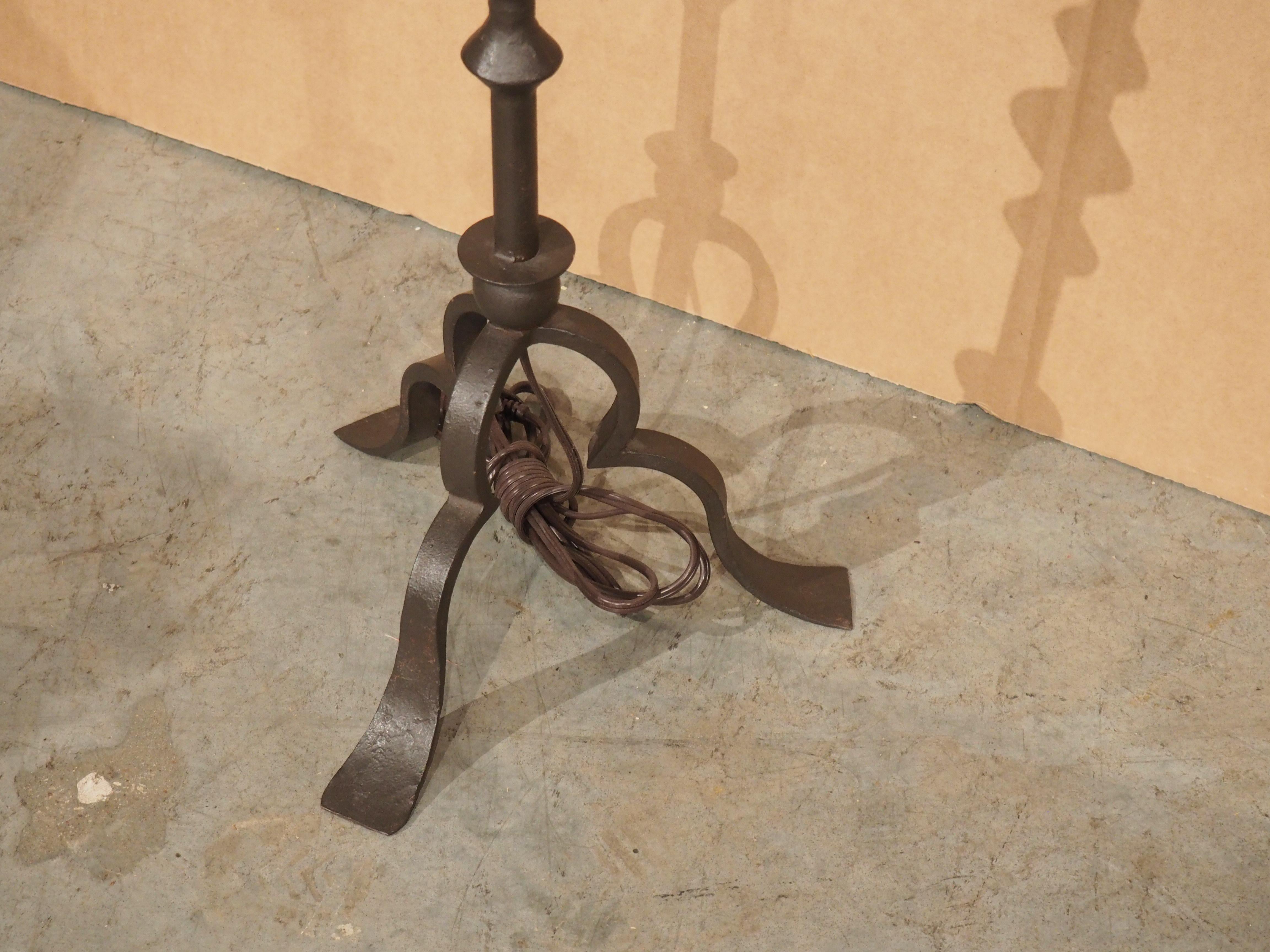 Hand Wrought and Patinated Iron Table Lamp For Sale at 1stDibs