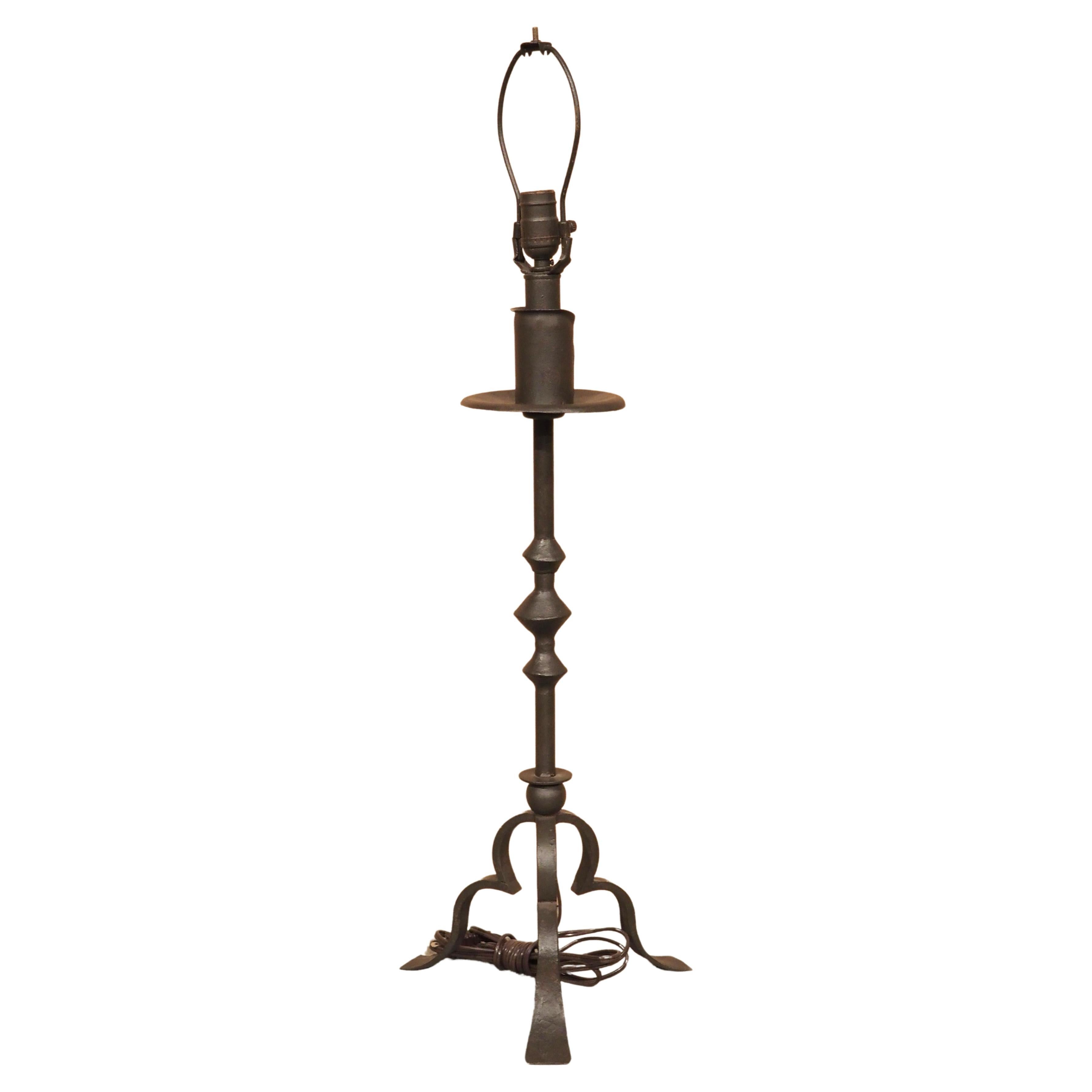 Hand Wrought and Patinated Iron Table Lamp For Sale at 1stDibs