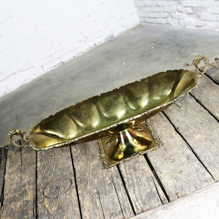 Hand-Wrought Brass Centerpiece Compote Bowl with Cast Details and ...