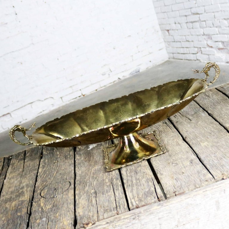 Hand-Wrought Brass Centerpiece Compote Bowl with Cast Details and ...