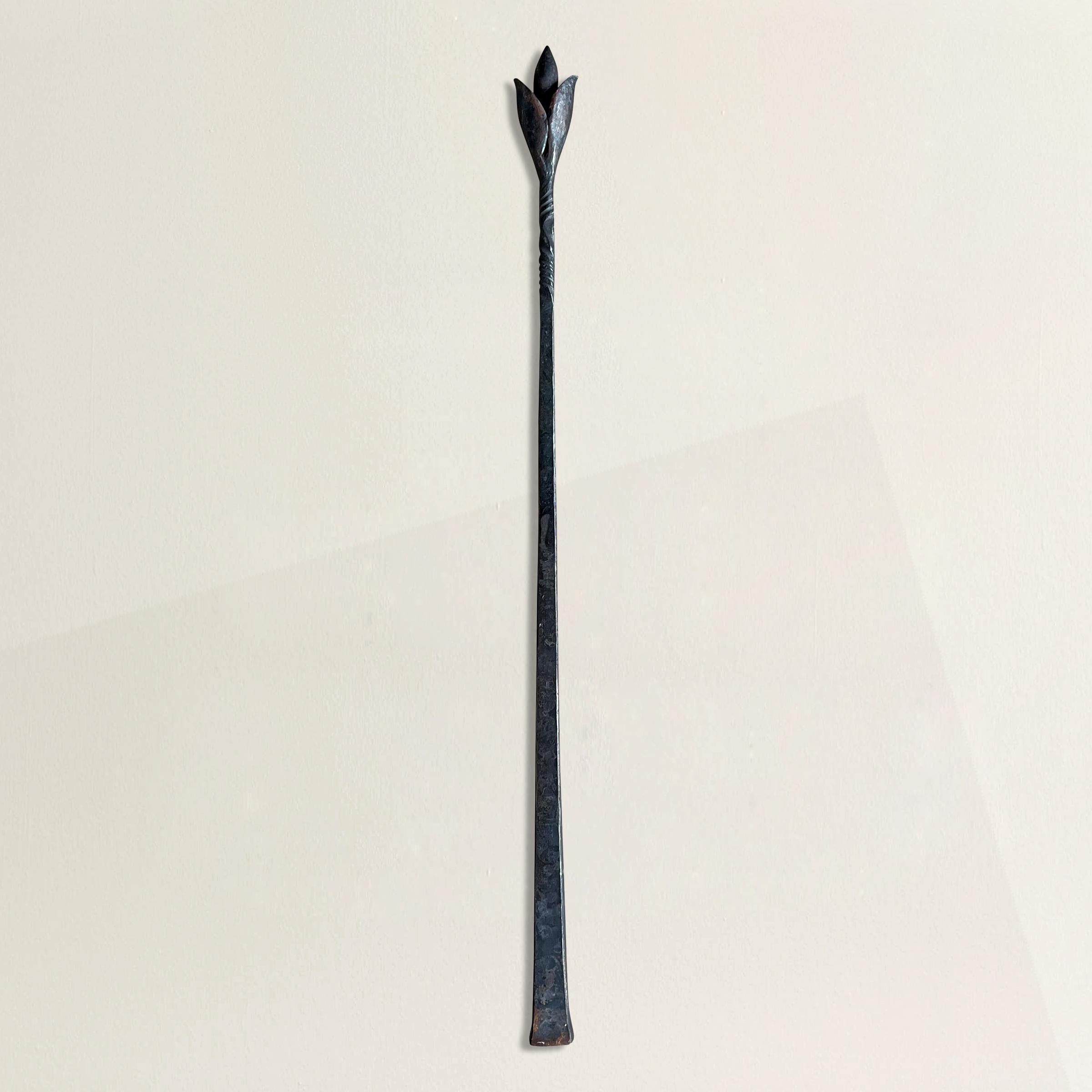Hand-Wrought Iron Floral Fire Poker For Sale at 1stDibs