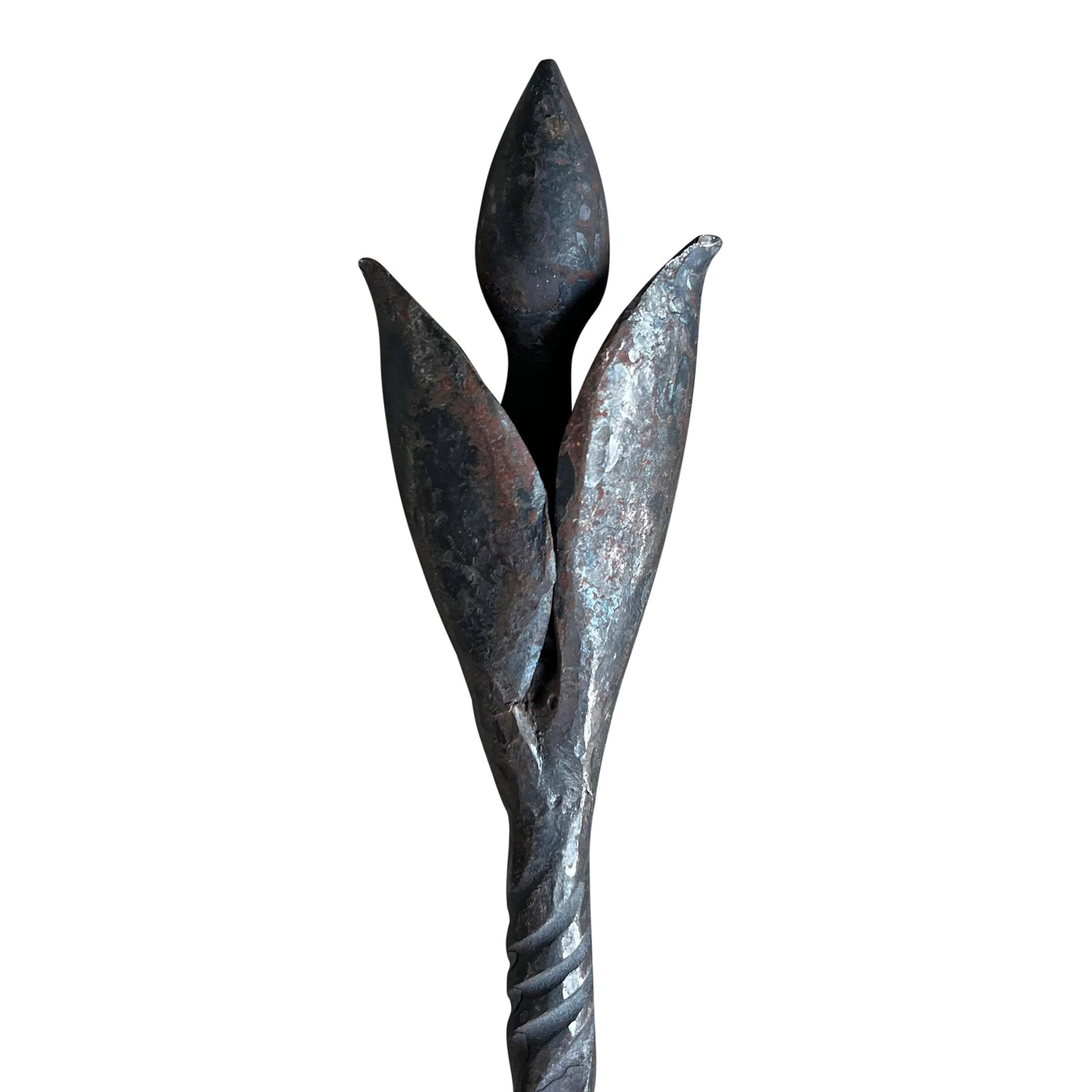 Hand-Wrought Iron Floral Fire Poker For Sale at 1stDibs