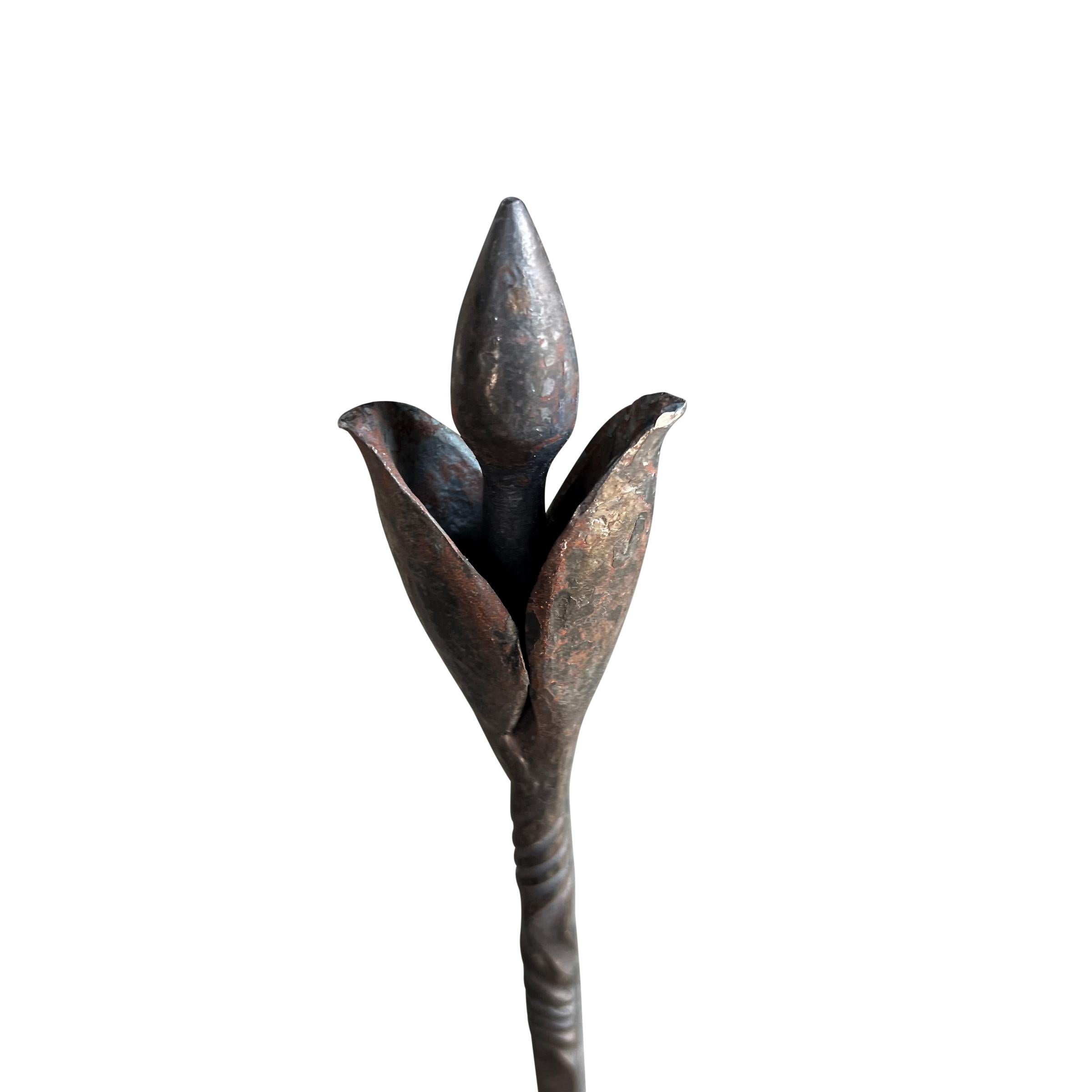 Hand-Wrought Iron Floral Fire Poker For Sale at 1stDibs