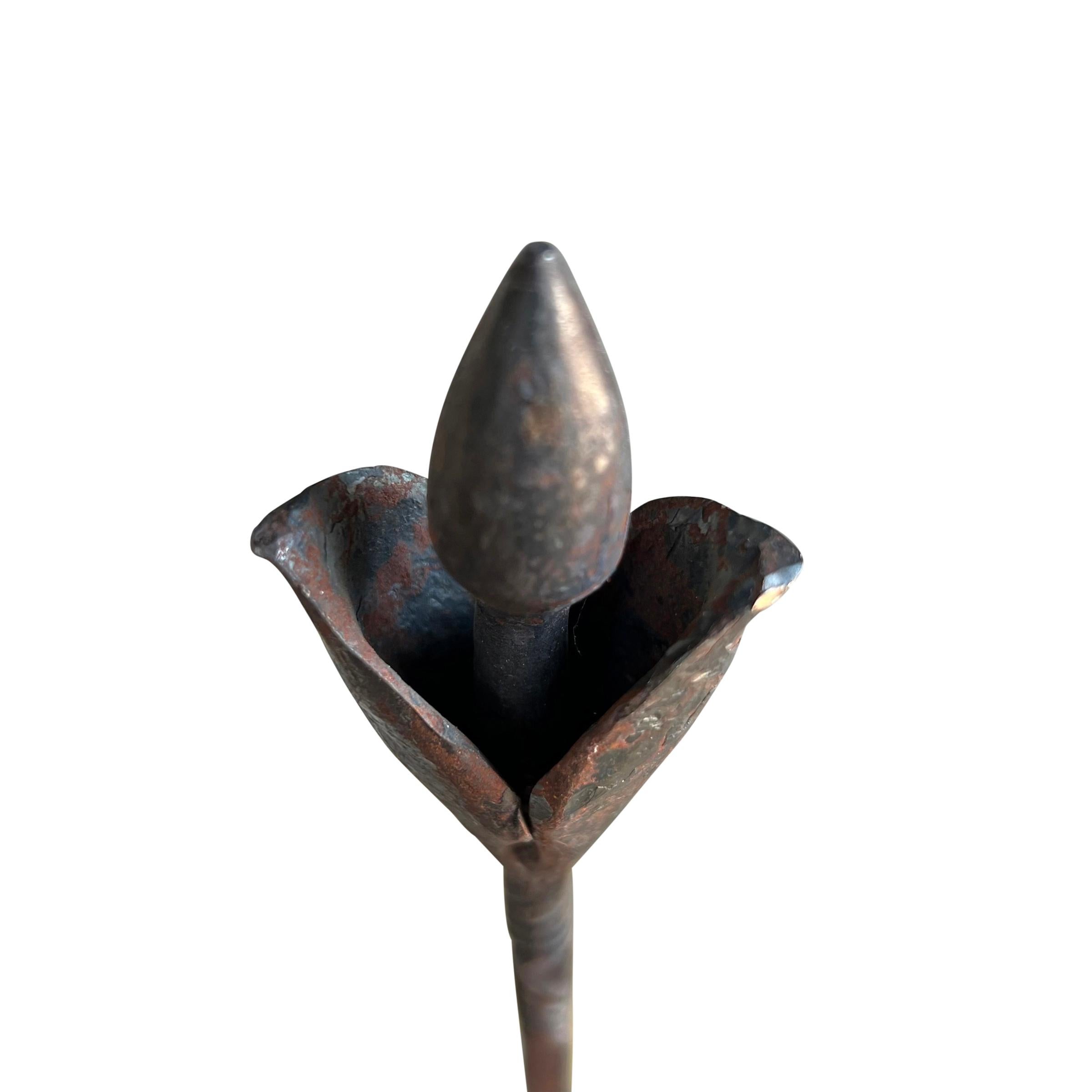 Hand-Wrought Iron Floral Fire Poker For Sale at 1stDibs