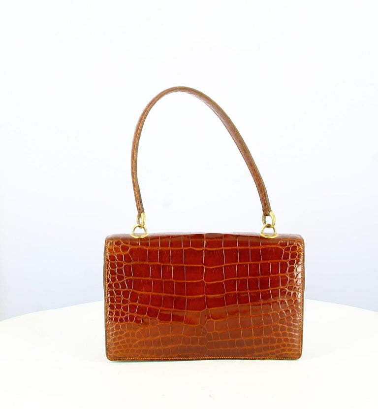 Handbag Hermes Croco Brown For Sale at 1stDibs